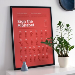 Sign the Language Red Poster Digital and Printable American Sign ...
