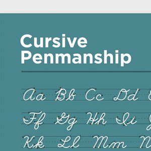 Printable Alphabet Teal Posters Educational Cursive - Etsy