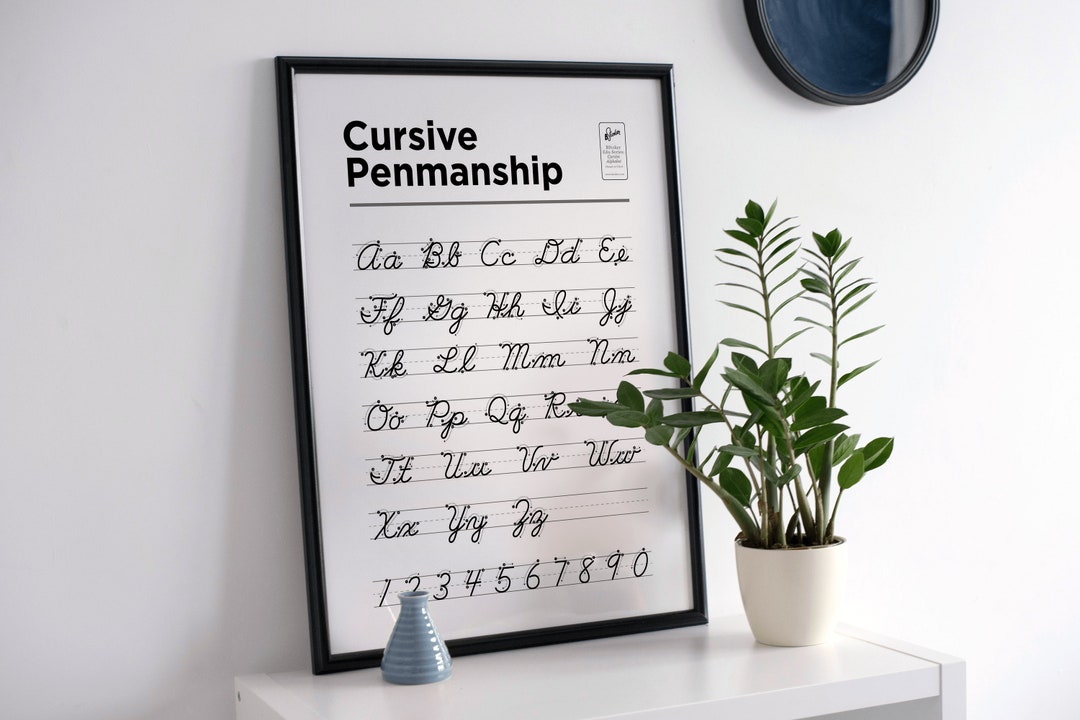 Educational Alphabet Posters - Downloadable Black and White Cursive ...