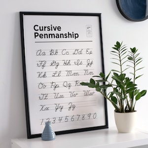 Educational Alphabet Posters Downloadable Black and White Cursive ...