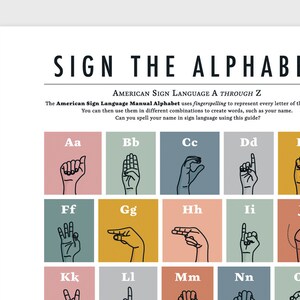 Earth Tone Sign the Alphabet - Downloadable American Sign Poster for ...
