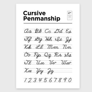 Educational Alphabet Posters - Downloadable Black and White Cursive ...