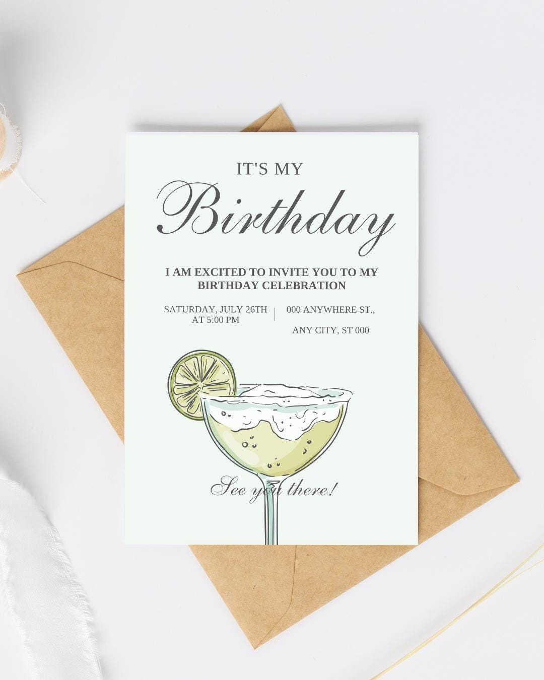 Convite Digital Aniversário Gin Cocktail – Editável Canva - Etsy
