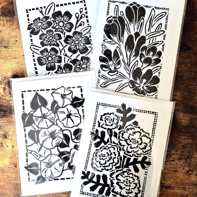 Linocut Mothers Day Cards - Etsy