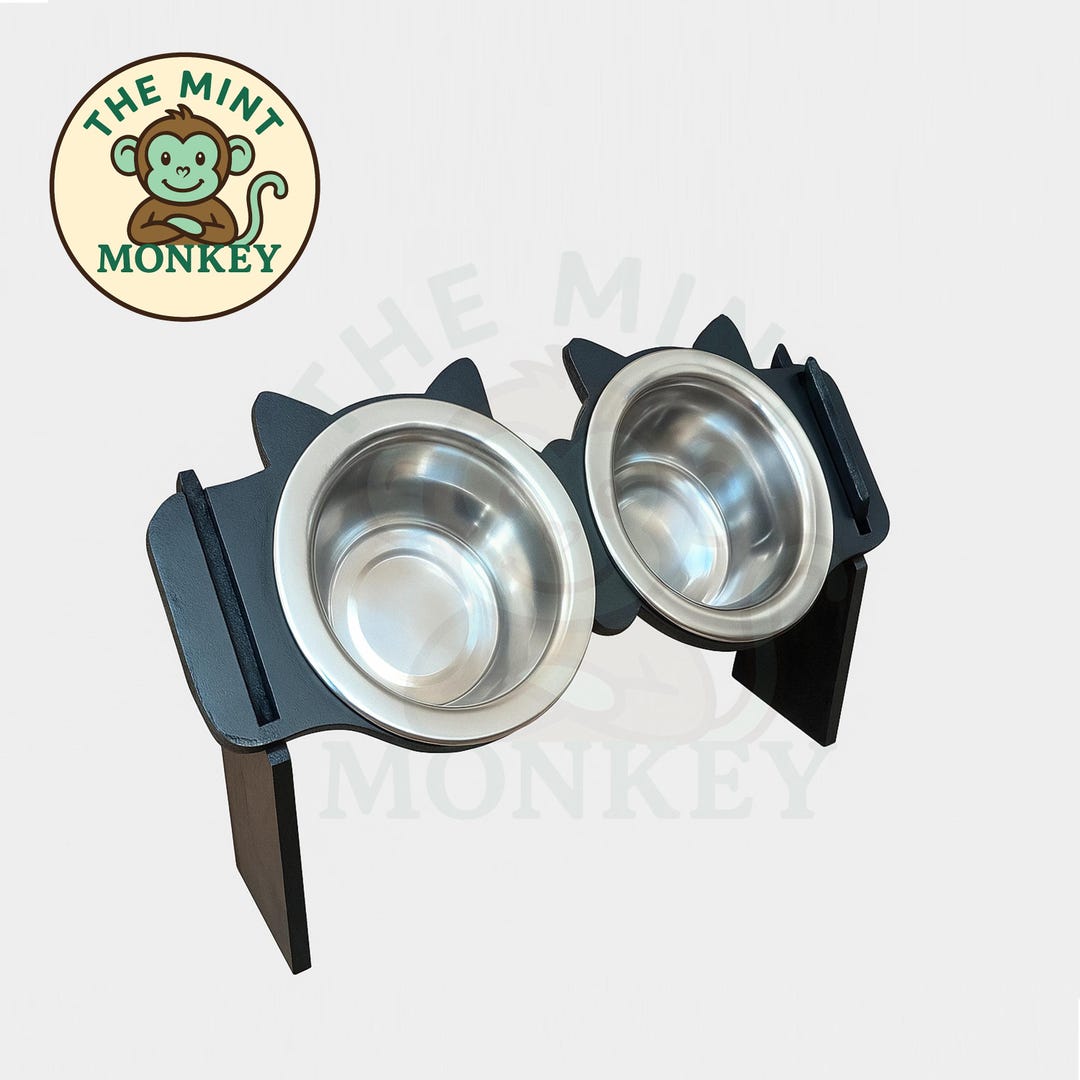 2 Tier Cat Feeder Bowl Elevated Stand Feeding Station Dish Water Food ...