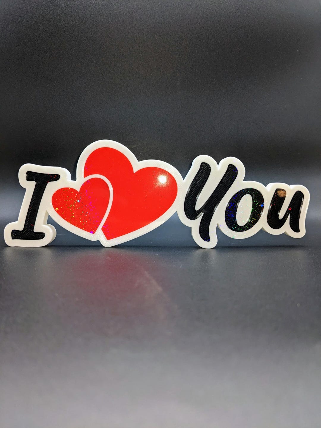 3D Printed Sparkly I Love You Sign | Valentine's Day Decor - Etsy