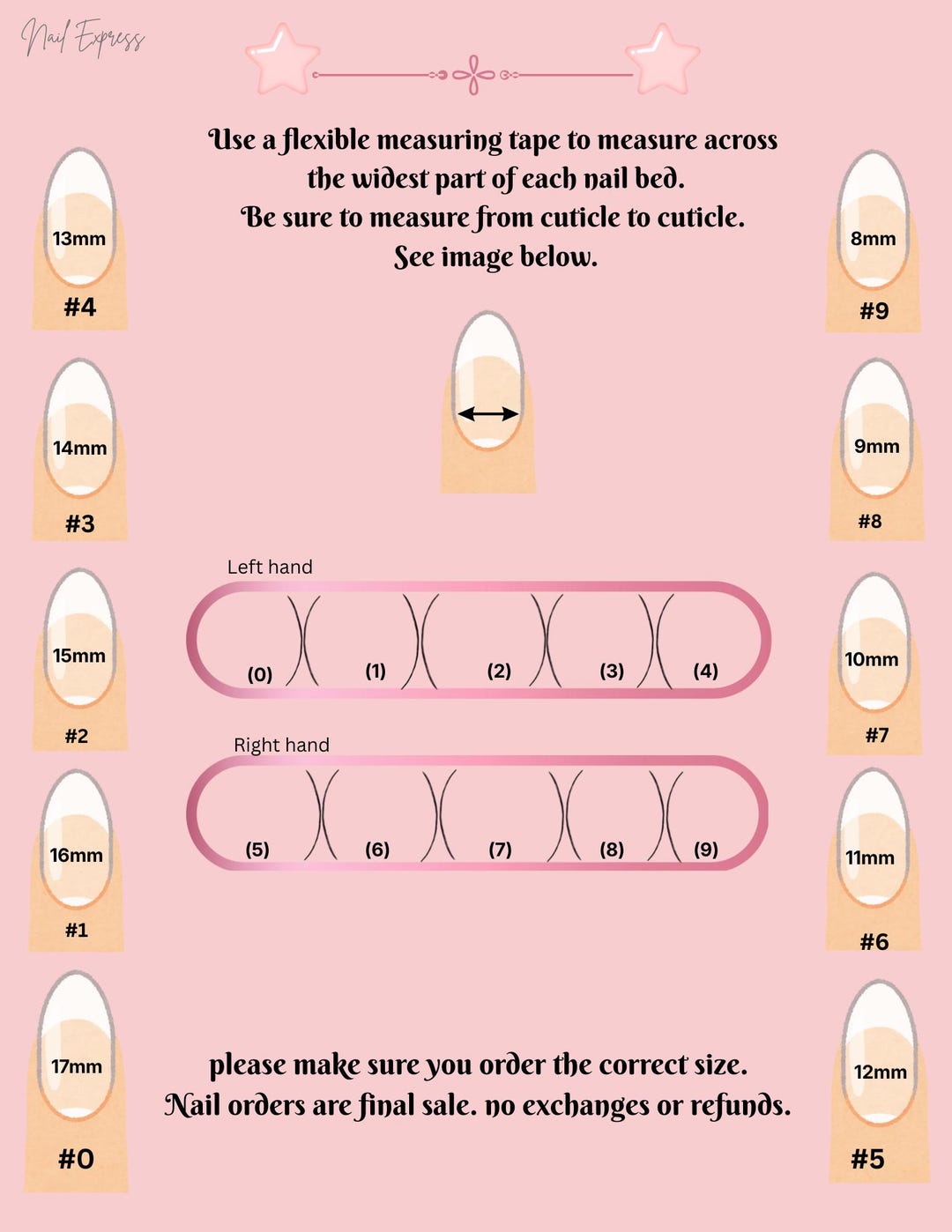 Nail Sizing Chart Printable | Instant Download - Etsy