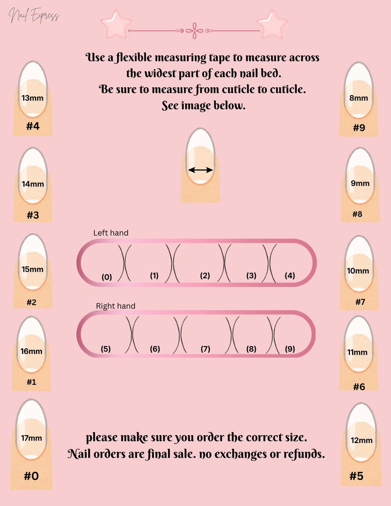 Nail Sizing Chart | Instant Download - Etsy