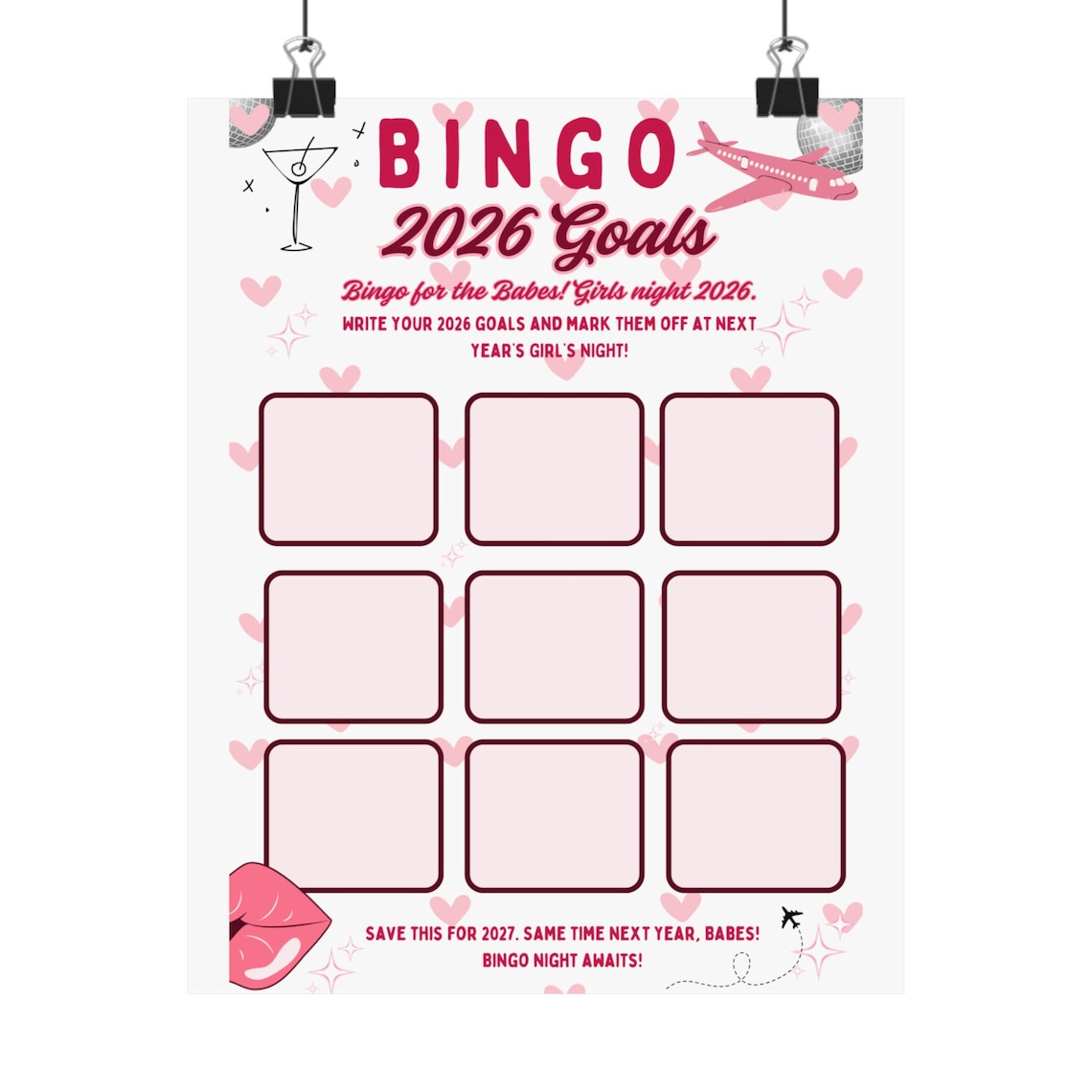 2026 Goal-getter Bingo | Girls Night Game - Etsy