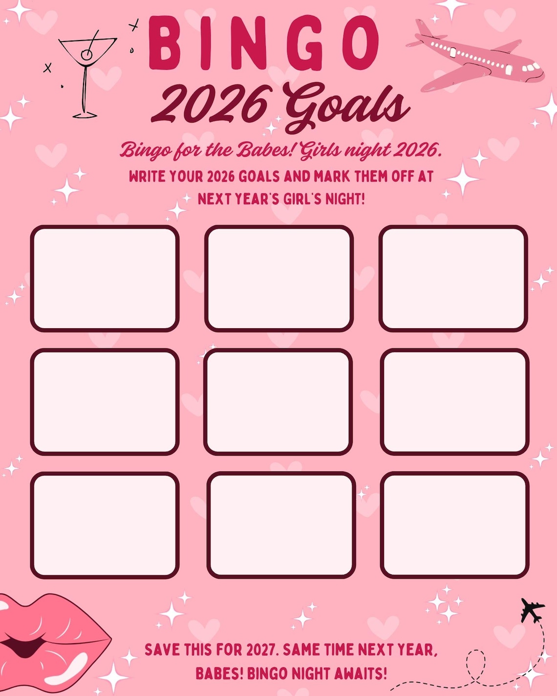 2026 Goal-getter Bingo | Girls Night Game - Etsy