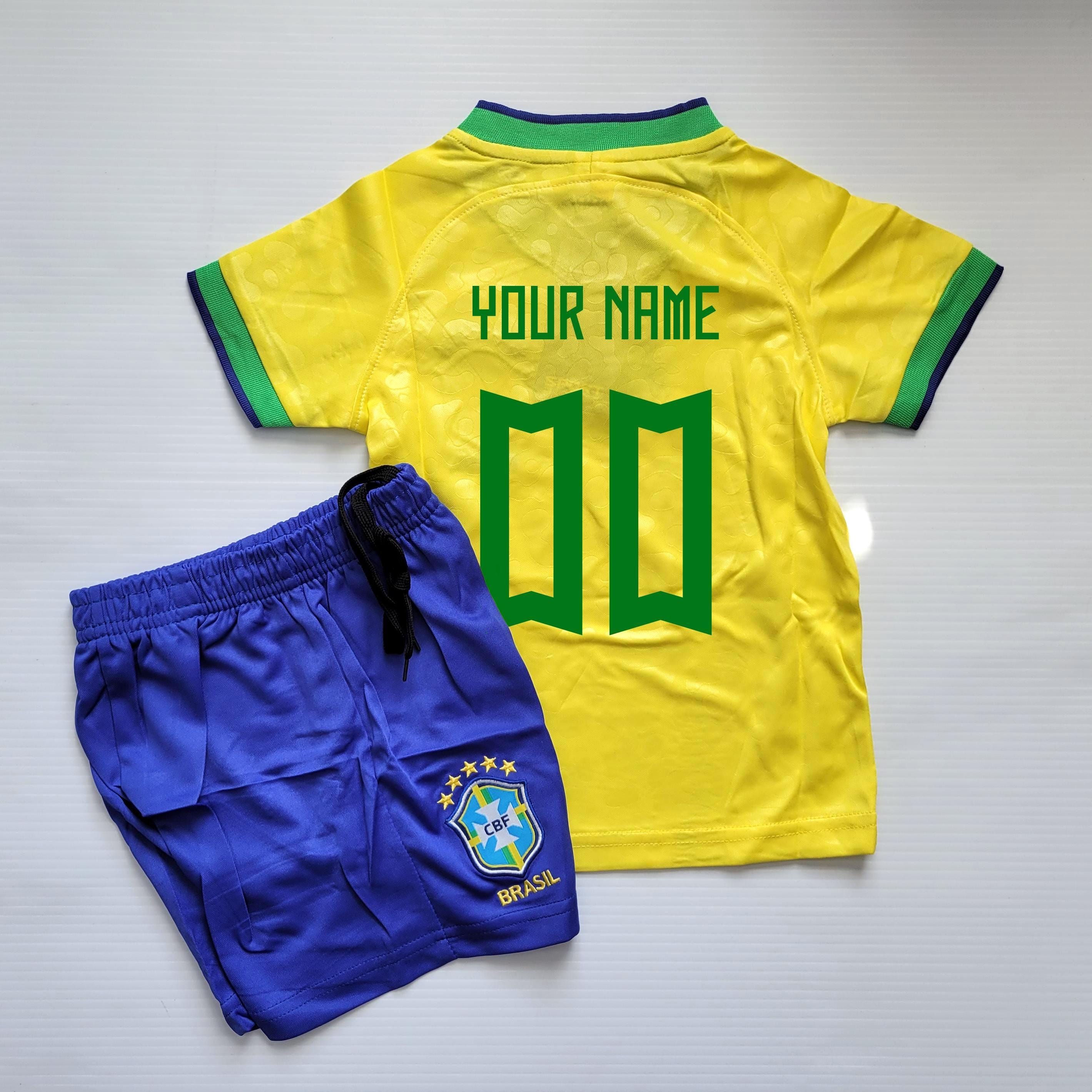 Custom Brazil Kids Set, Shirt and Shorts Outfit, Personalized With Name ...