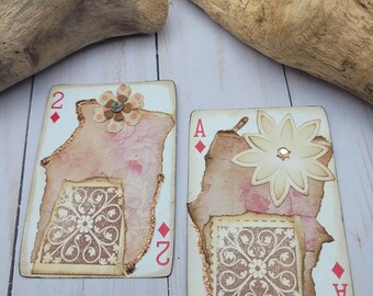 Altered Playing Cards, Journal Cards, Distressed, Mixed Media - Etsy