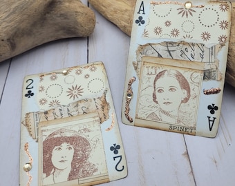 Altered Playing Cards, Journal Cards, Distressed, Mixed Media - Etsy