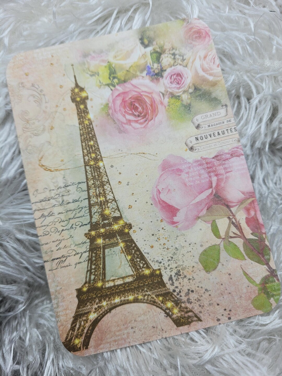 Pink Rose Eiffel Tower Journal Card: French Ephemera Embellishment - Etsy