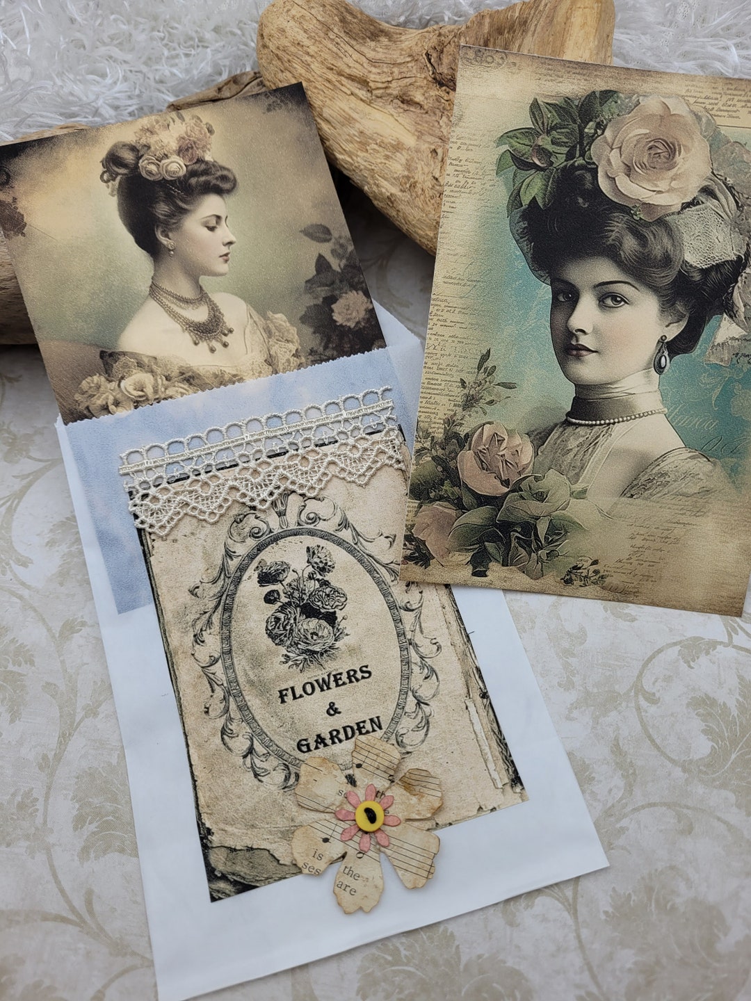 Altered Glassine Bag, Victorian Journal Cards - Etsy