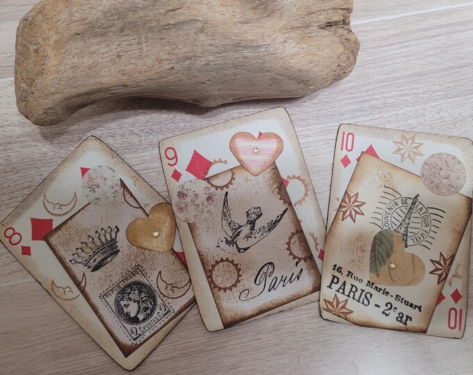 Altered Playing Cards, Journal Cards, Distressed, Mixed Media - Etsy