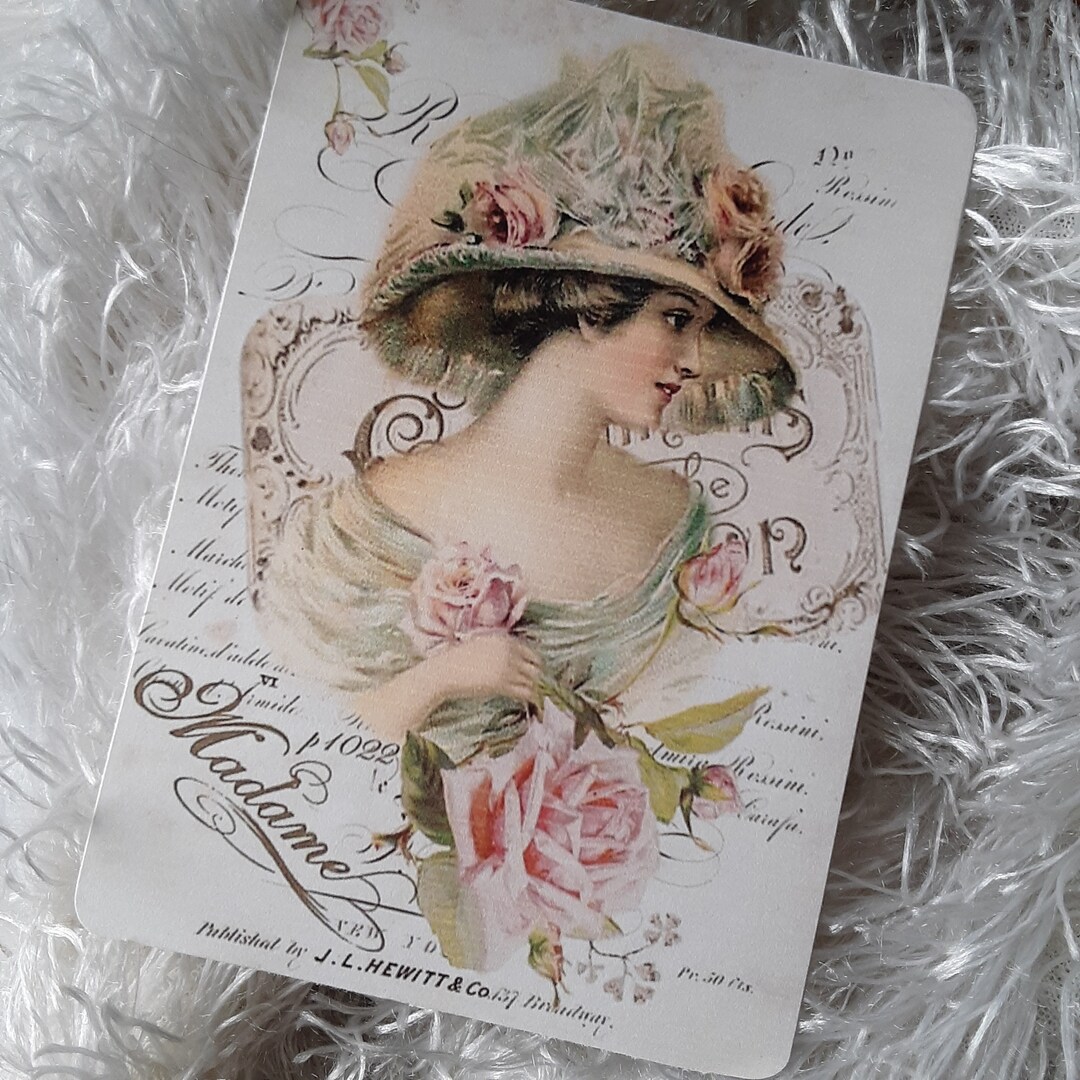 Journal Card Victorian Lady With Big Hat, Shabby Chic, Blank Card ...