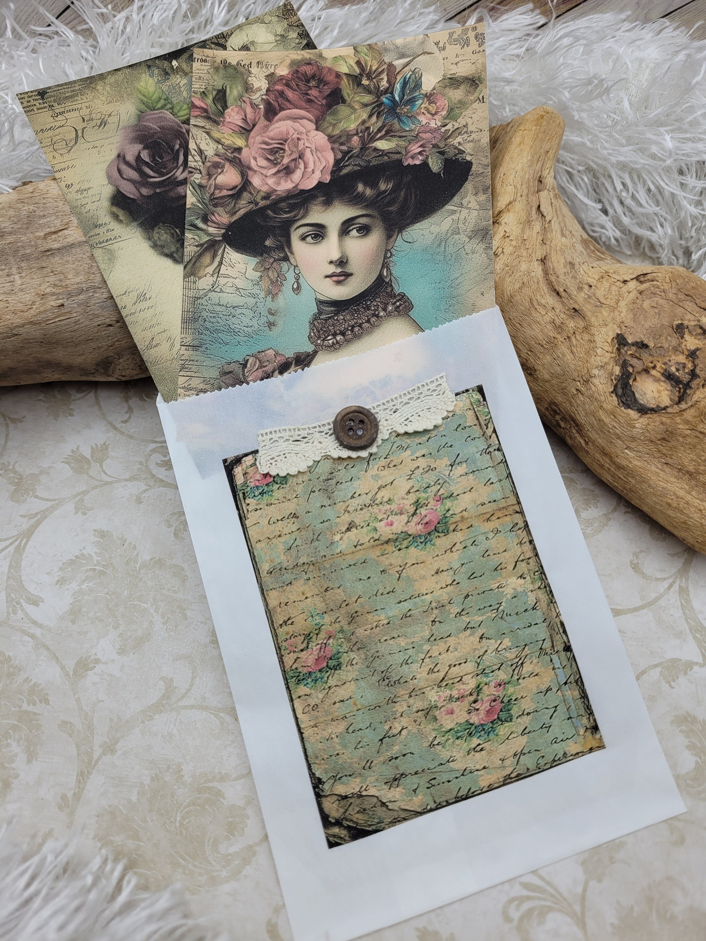 Altered Glassine Bag, Victorian Journal Cards - Etsy