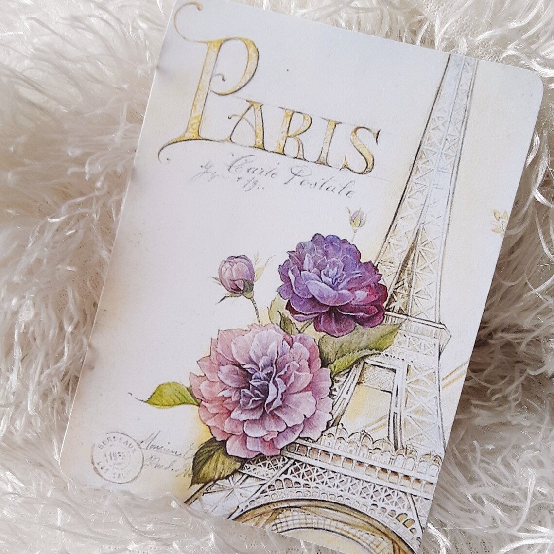 Paris Journal Card, Eiffel Tower, Shabby Chic, Blank Card, Scrapbook ...