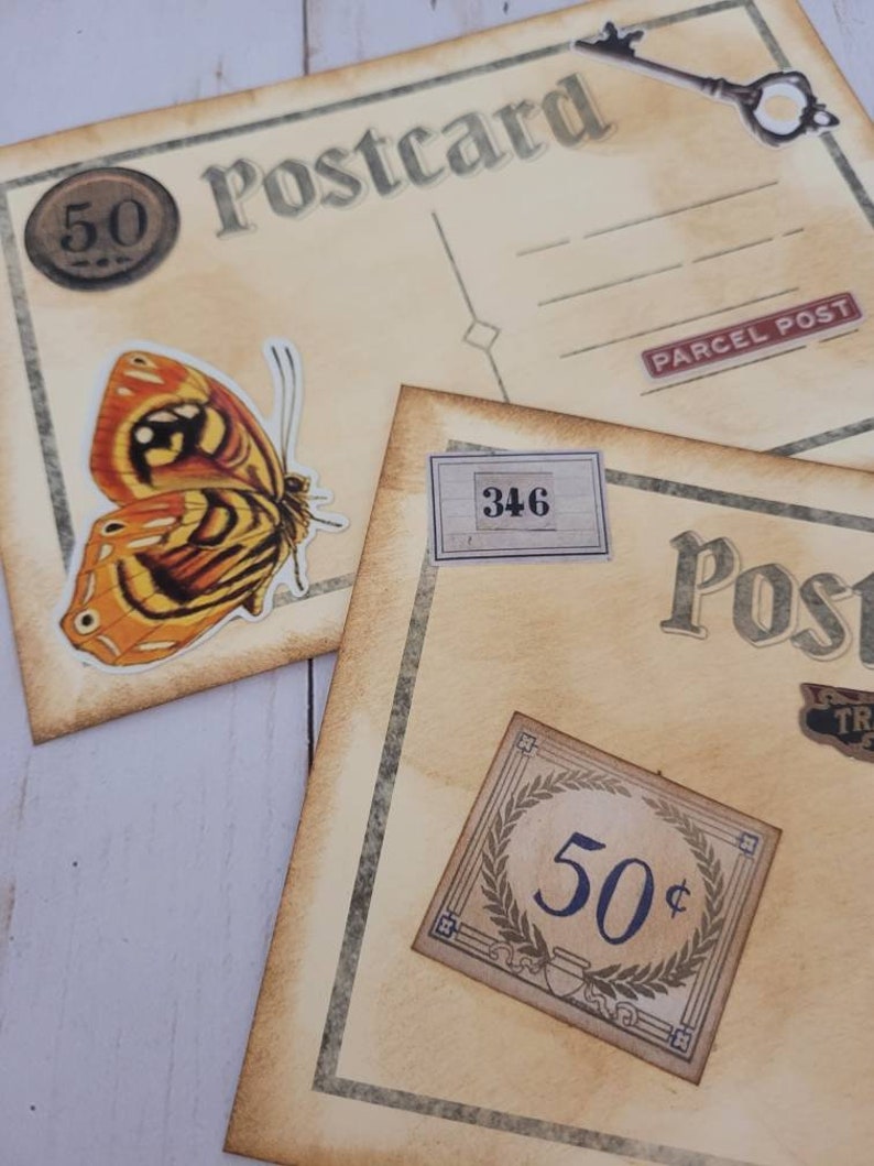 2 Journal Cards, Postcard Style, Distressed - Etsy