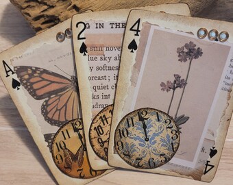 Altered Playing Cards, Journal Cards, Distressed, Mixed Media - Etsy