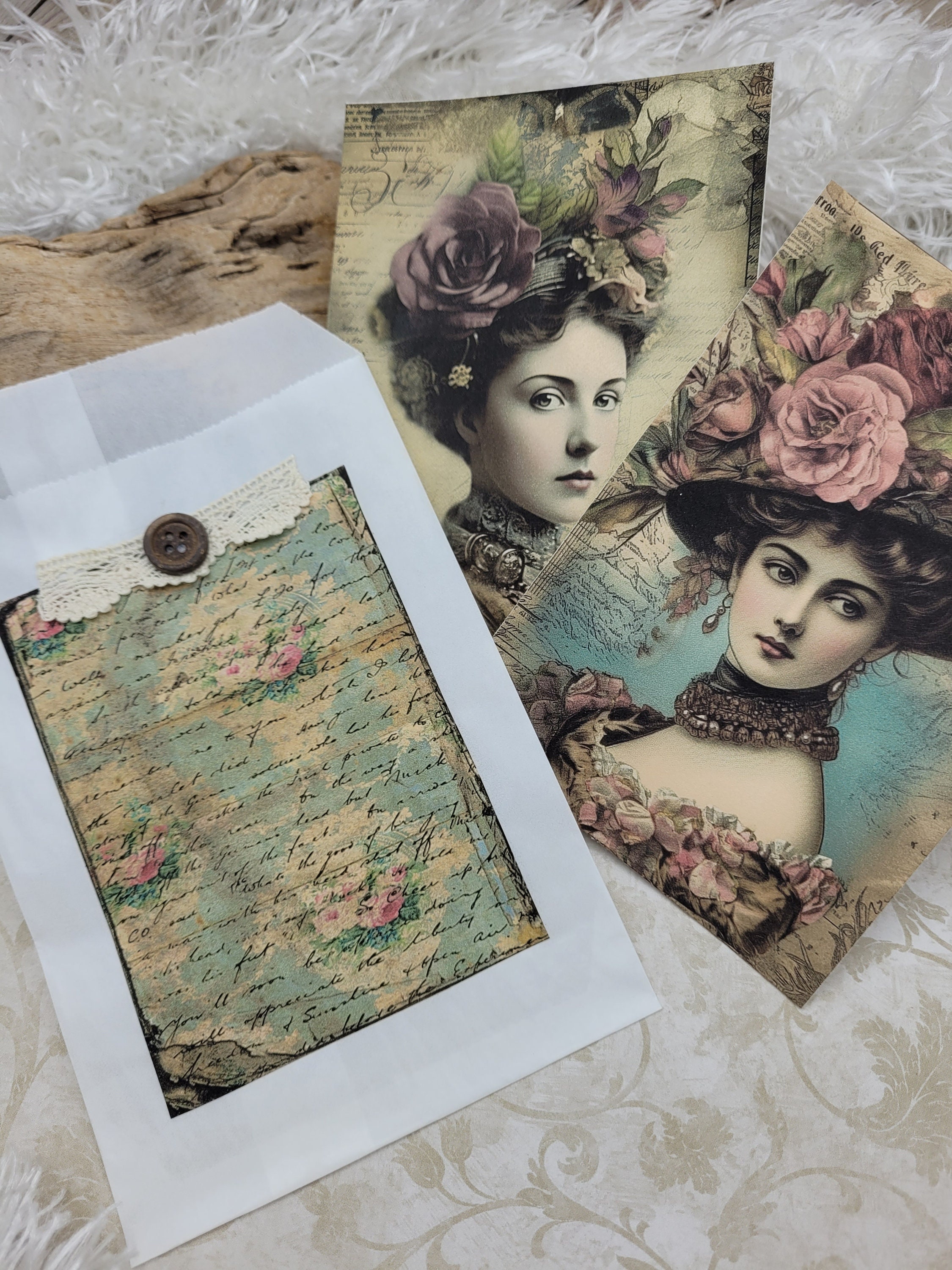 Altered Glassine Bag, Victorian Journal Cards - Etsy