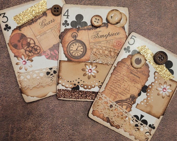 Altered Playing Cards, Journal Cards, Distressed, Mixed Media - Etsy