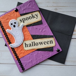 Ghost Halloween Card, Handmade Greeting Card, Spooky Halloween Blank ...