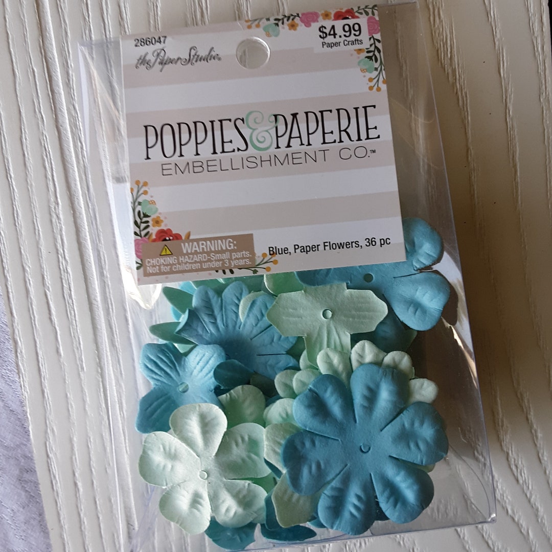 Blue Paper Flowers: Scrapbooking Embellishments (36 Pc) - Etsy