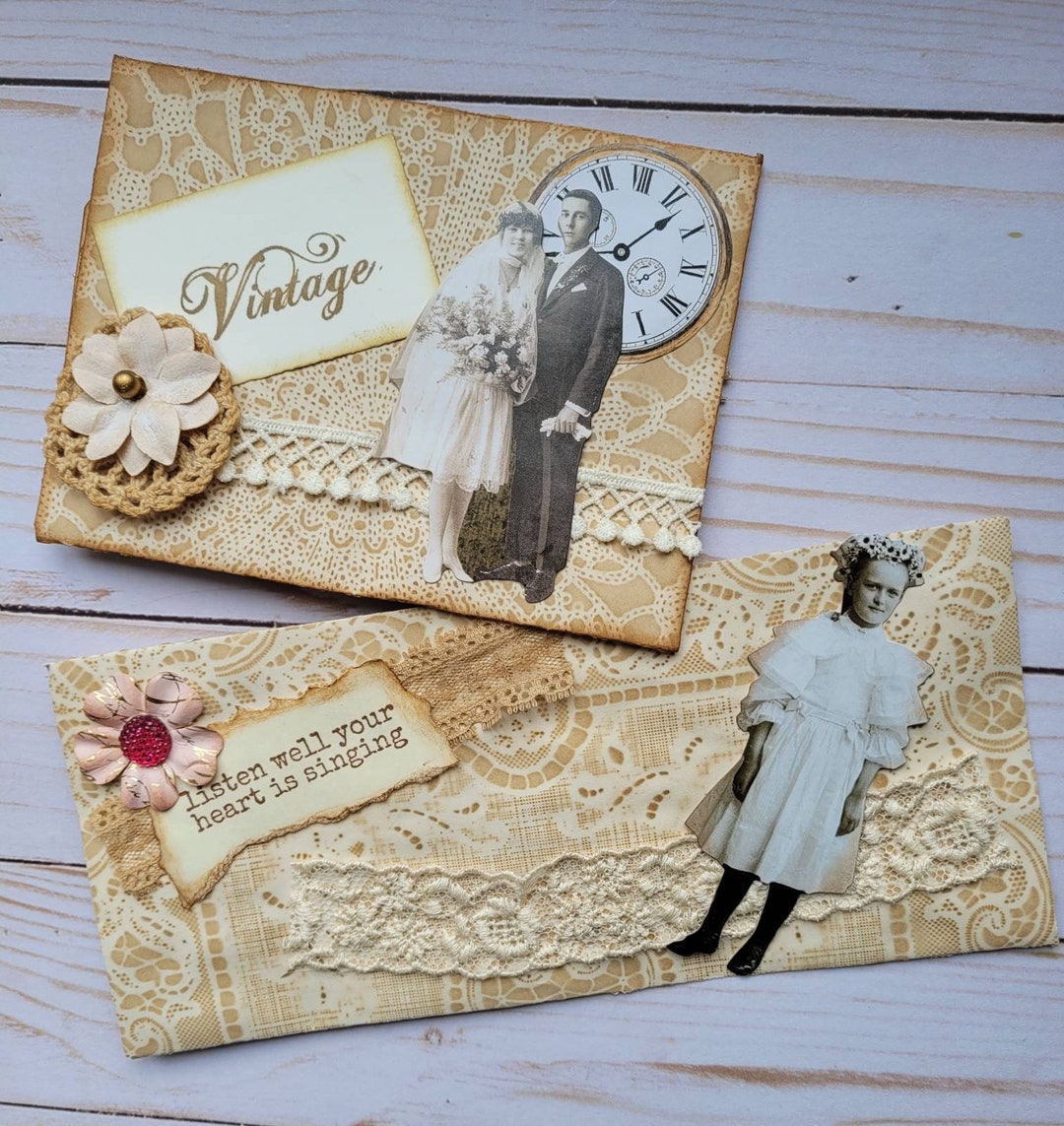 Tea Dyed Envelopes, Embellished for Junk Journals, Ephemera Storage ...