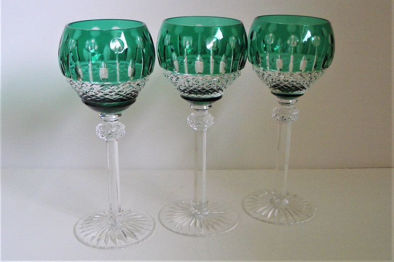 EUROPEAN Lead Crystal Emerald Cut to Clear Wine Glasses. - Etsy