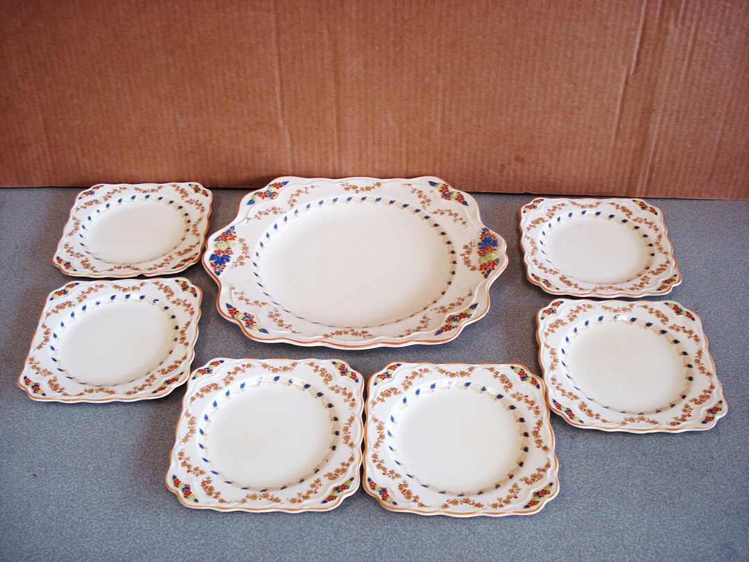 Vintage OLD HALL Ivory Ware DORIS 2048 Pattern Dessert Serving Set. - Etsy