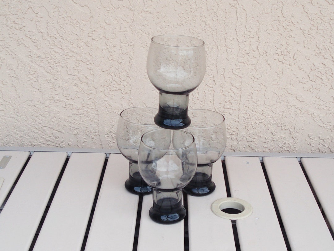 Set of 4 Clear Smokey Color Glass Beverage Tumblers Glasses. - Etsy