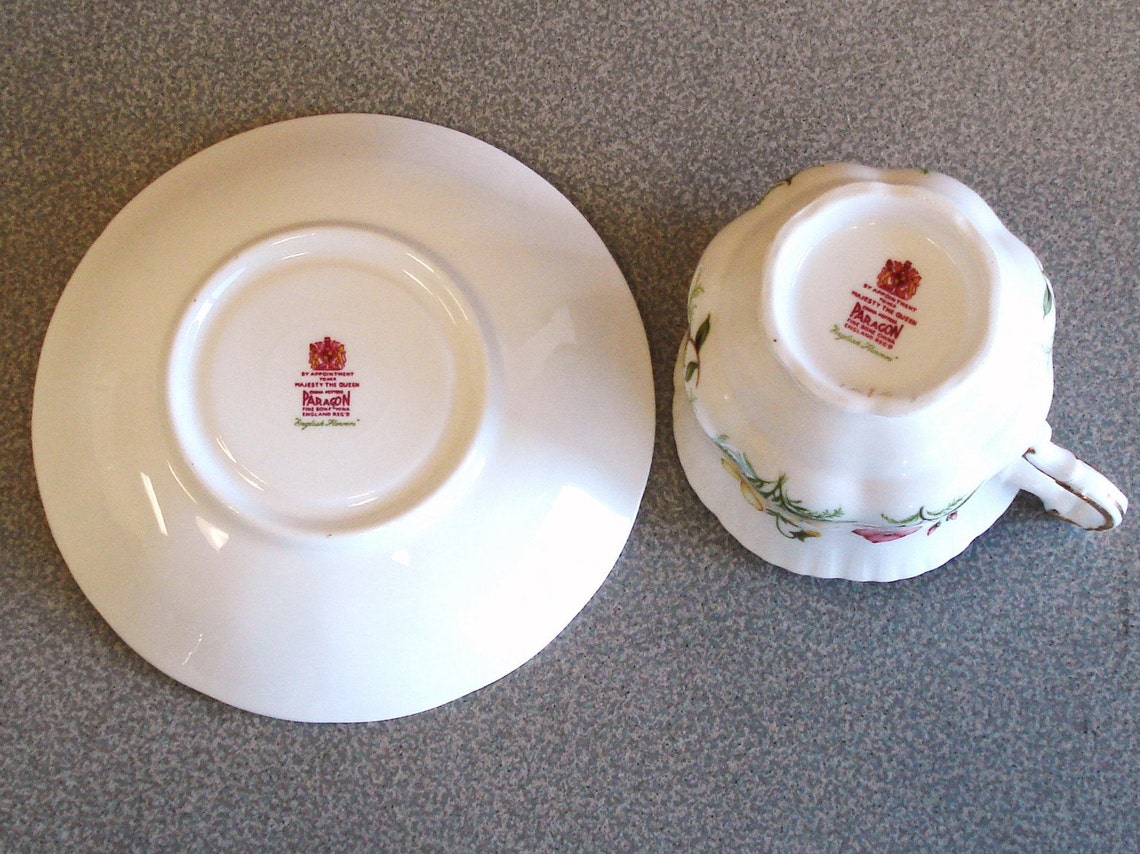 Vintage Paragon Bone China Cup & Saucer English Flowers Pattern - Etsy
