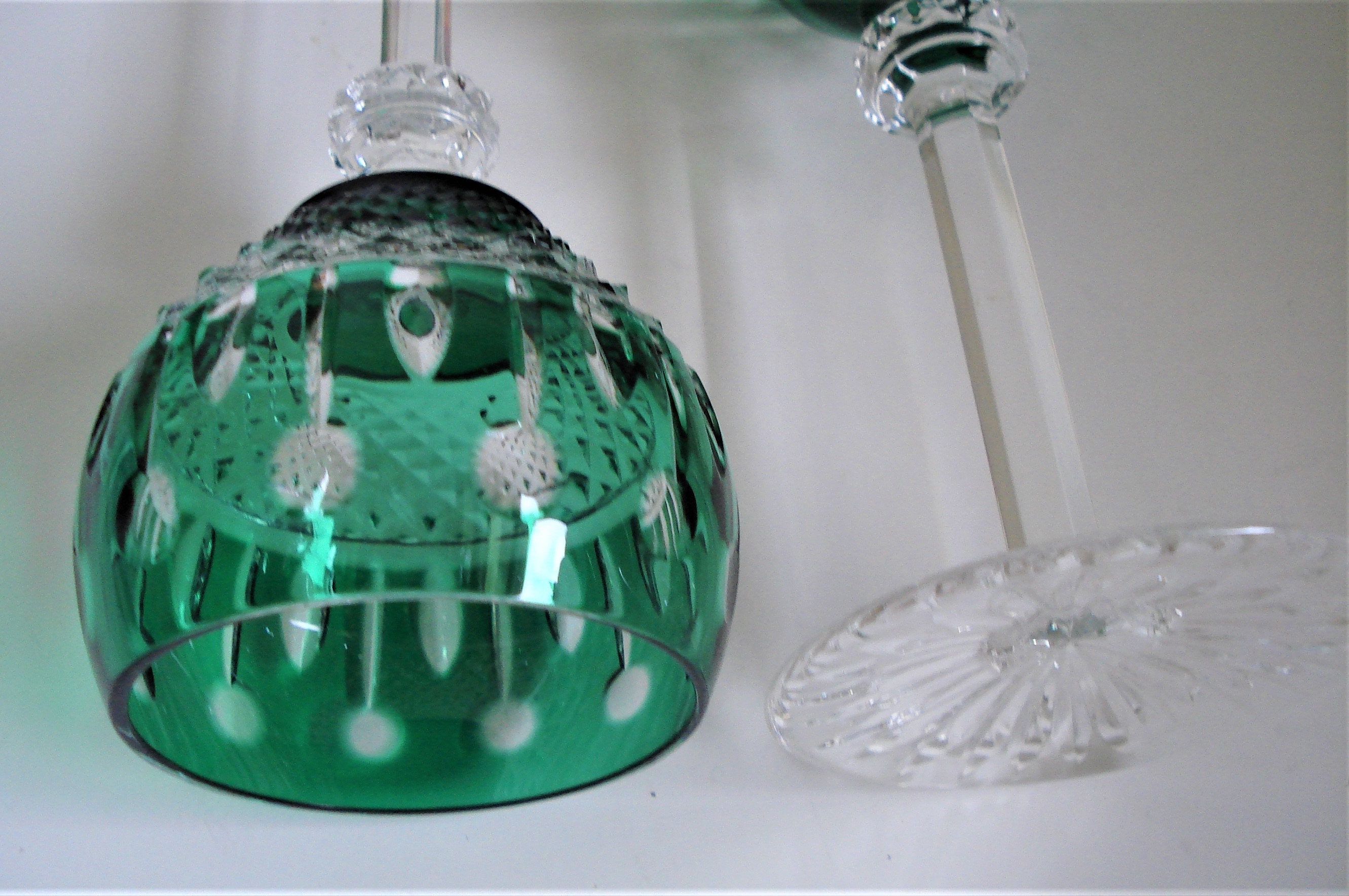 EUROPEAN Lead Crystal Emerald Cut to Clear Wine Glasses. - Etsy