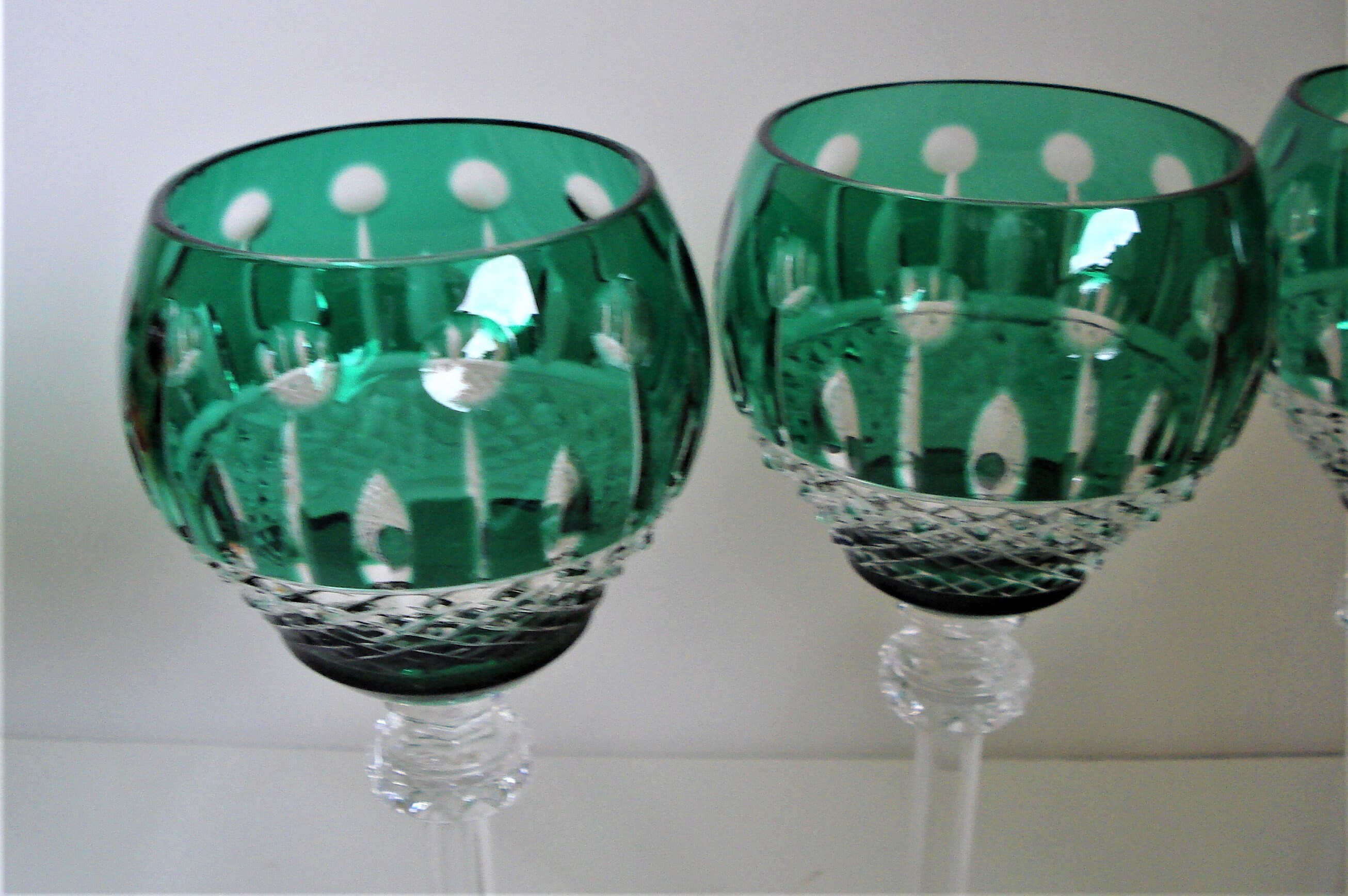 EUROPEAN Lead Crystal Emerald Cut to Clear Wine Glasses. - Etsy