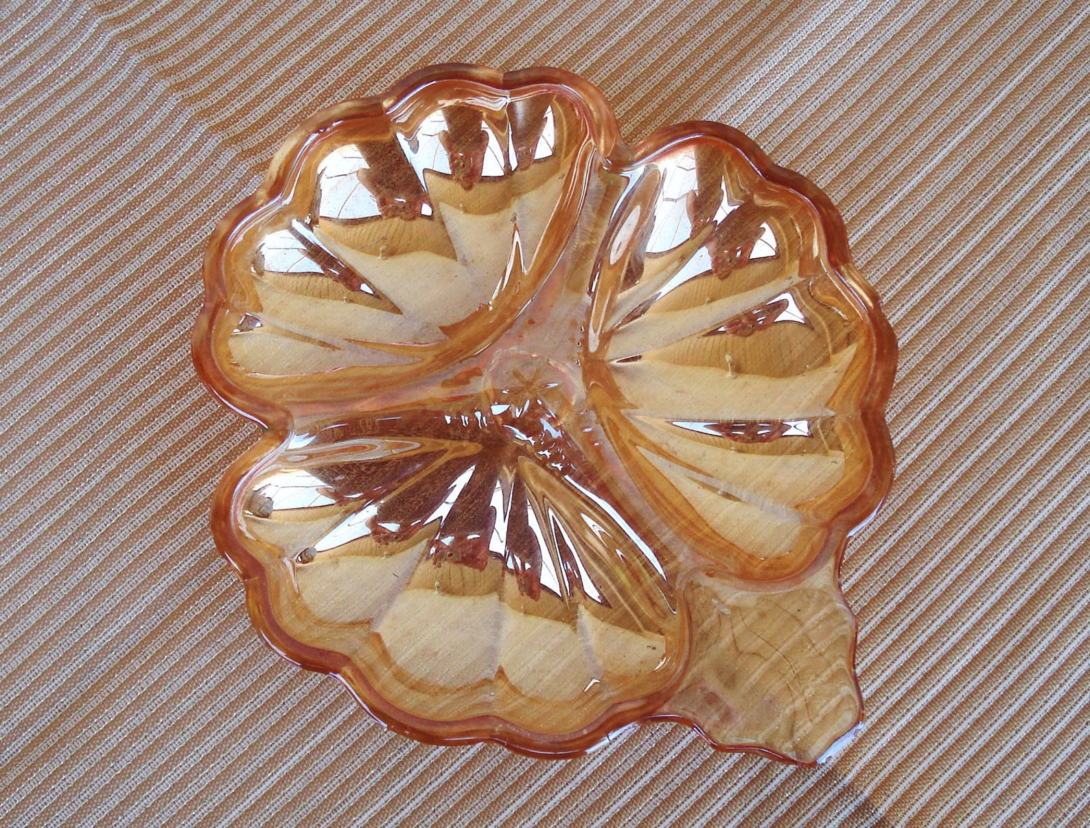 Vintage CARNIVAL Glass Peach Color 2 Divided Plates. - Etsy