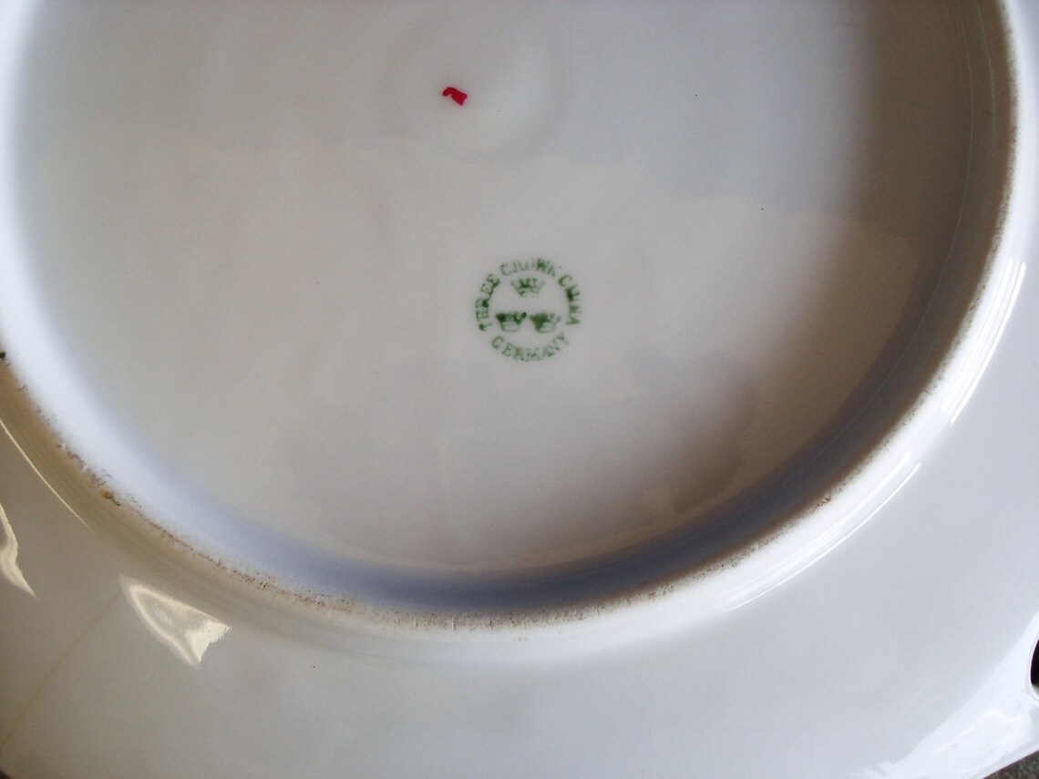 Vintage THREE CROWNS China Germany Hand Painted Porcelain Charger ...