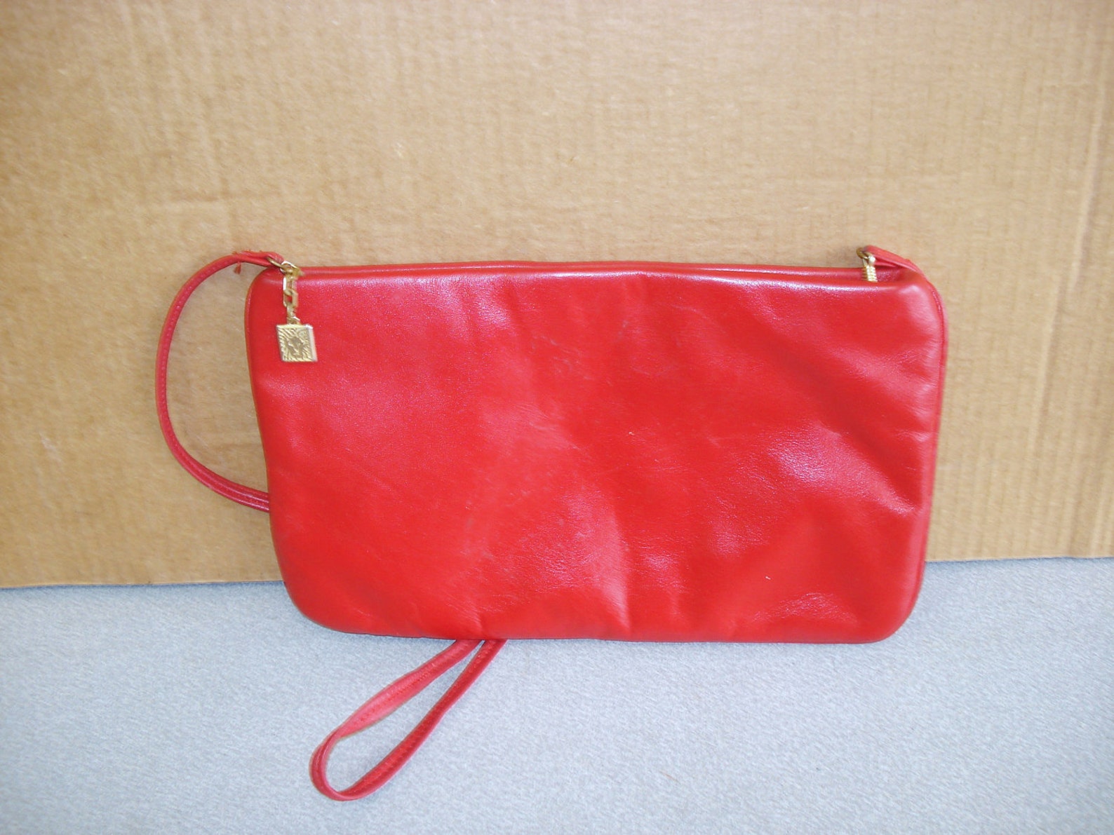 ANNE KLEIN for CALDERON Red Genuine Leather Purse Bag Handbag. - Etsy
