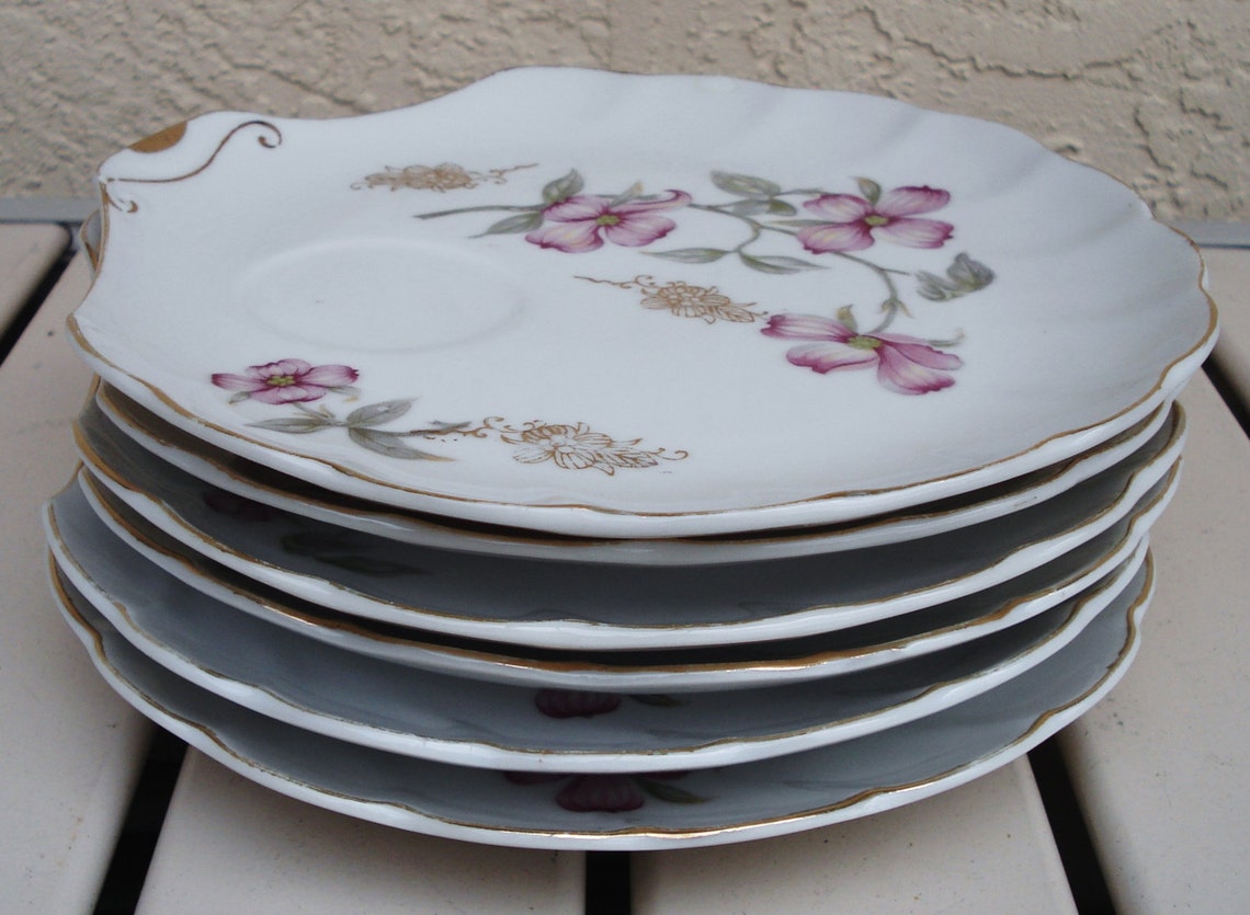 Porcelain Sea Shell Shape Snack Plates With Floral Print - Etsy