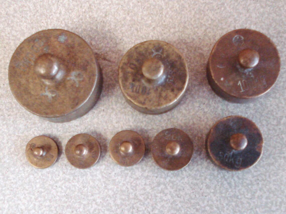 Antique Set of Brass Scale Weights in Original Hand Made Wooden Box. - Etsy