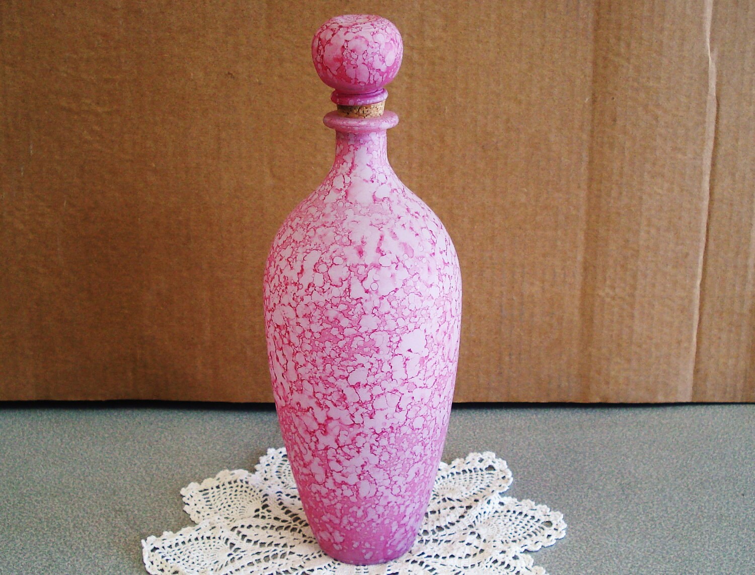 Hand Painted SPONGE WARE on A Clear Glass Decanter Carafe. - Etsy