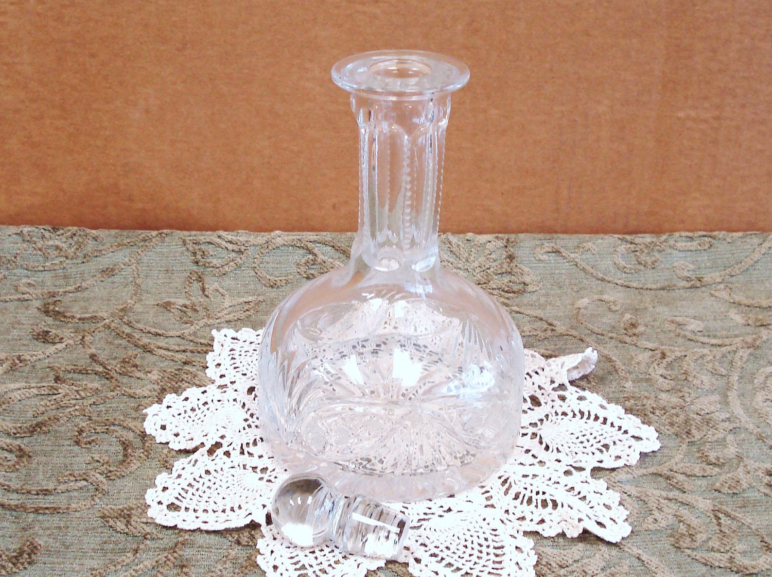 Vintage Hand Cut Lead Crystal SHIPS Decanter. - Etsy