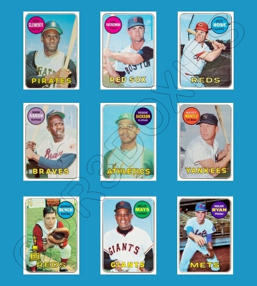 1969 Topps Baseball Cards Custom Made Binder Inserts 3 Sizes FREE ...