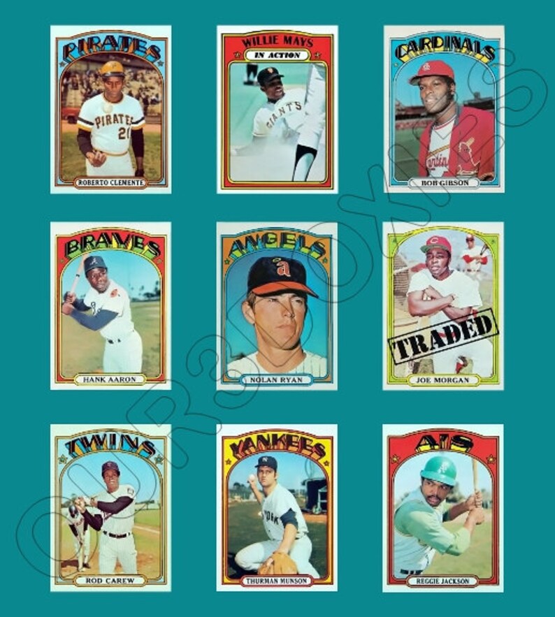 1972 Topps Baseball Cards Custom Made Binder Inserts 3 Sizes FREE ...