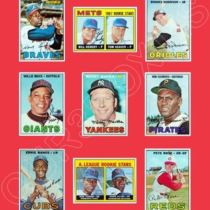 1967 Topps Baseball Cards Custom Made Binder Inserts 3 Sizes - Etsy