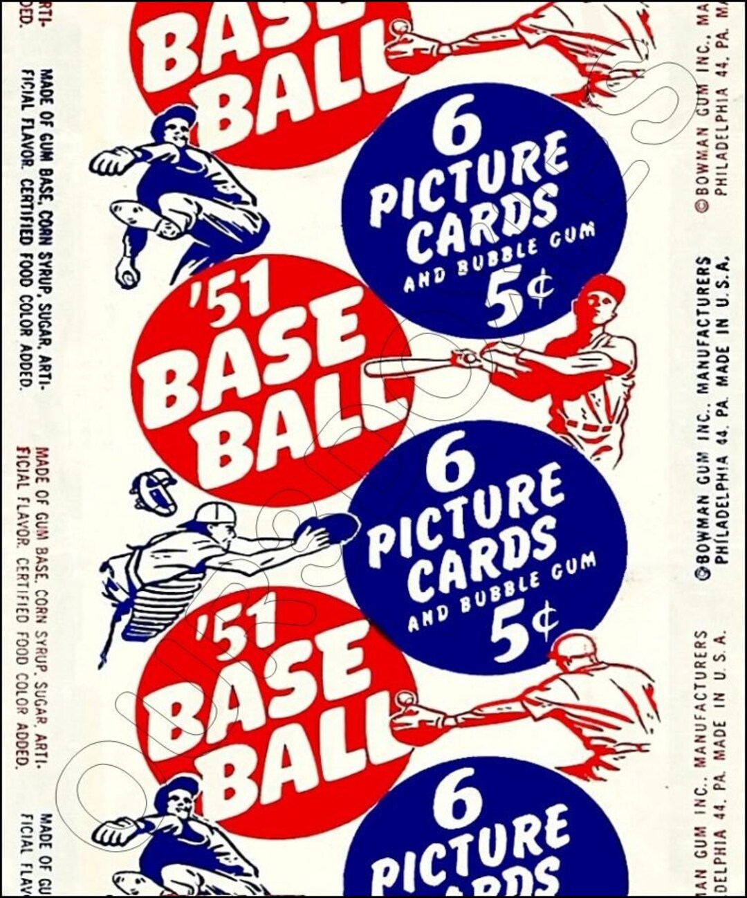 1951 Bowman Baseball Cards Store Counter Advertising Standup Sign Repro ...