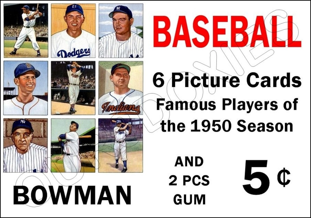1950 Bowman Baseball Cards Store Counter Advertising Standup Sign Repro ...