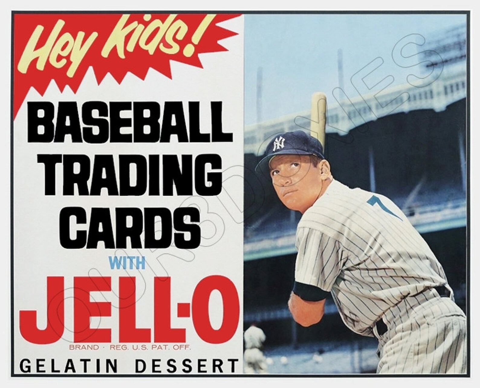 1963 Mickey Mantle Jello Store Counter Advertising Standup Sign Repro ...