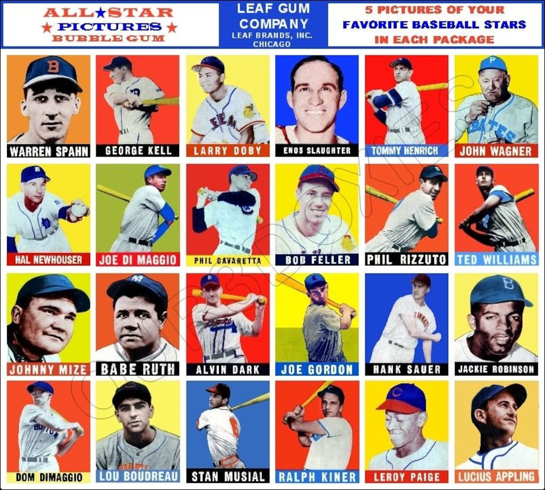 1948 Leaf Baseball Cards Store Counter Advertising Standup Sign Repro ...